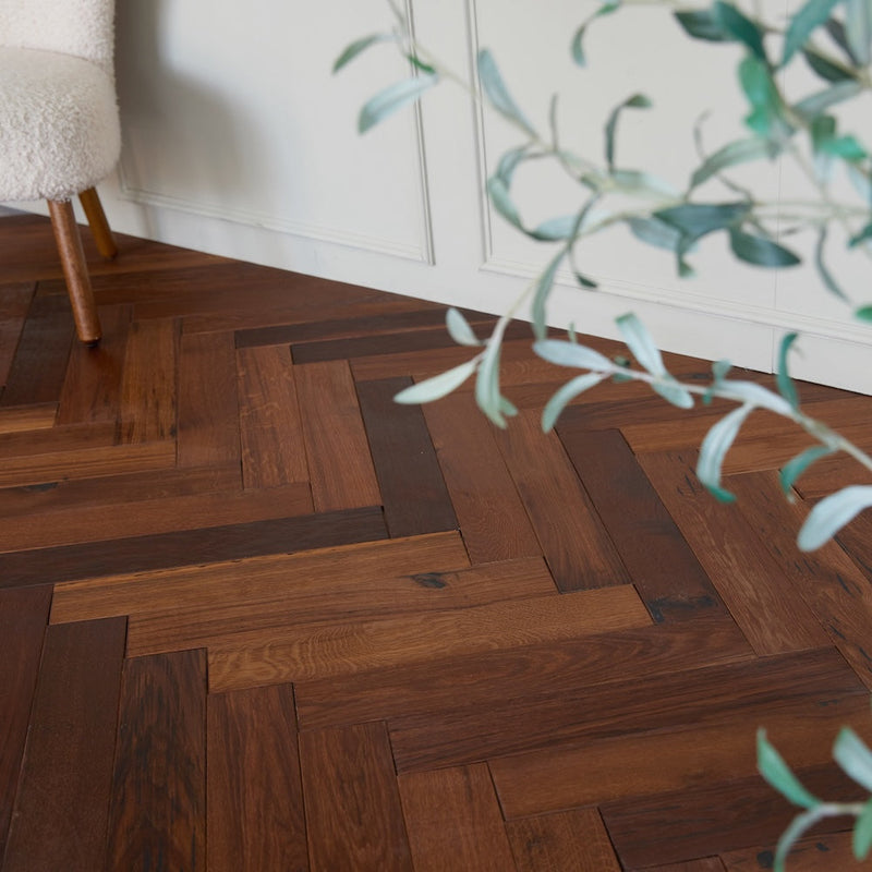 Natura Reclaimed Herringbone Solid Oak Flooring 18mm